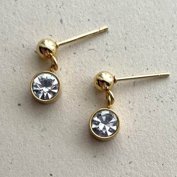 Handmade | Jewelry | Gold White Rhinestone Stud Earrings | Poshmark